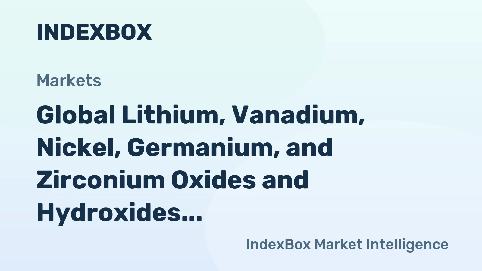 Global Lithium, Vanadium, Nickel, Germanium, and Zirconium Oxides and Hydroxides Market to Reach 328K Tons and $5.3B by 2035