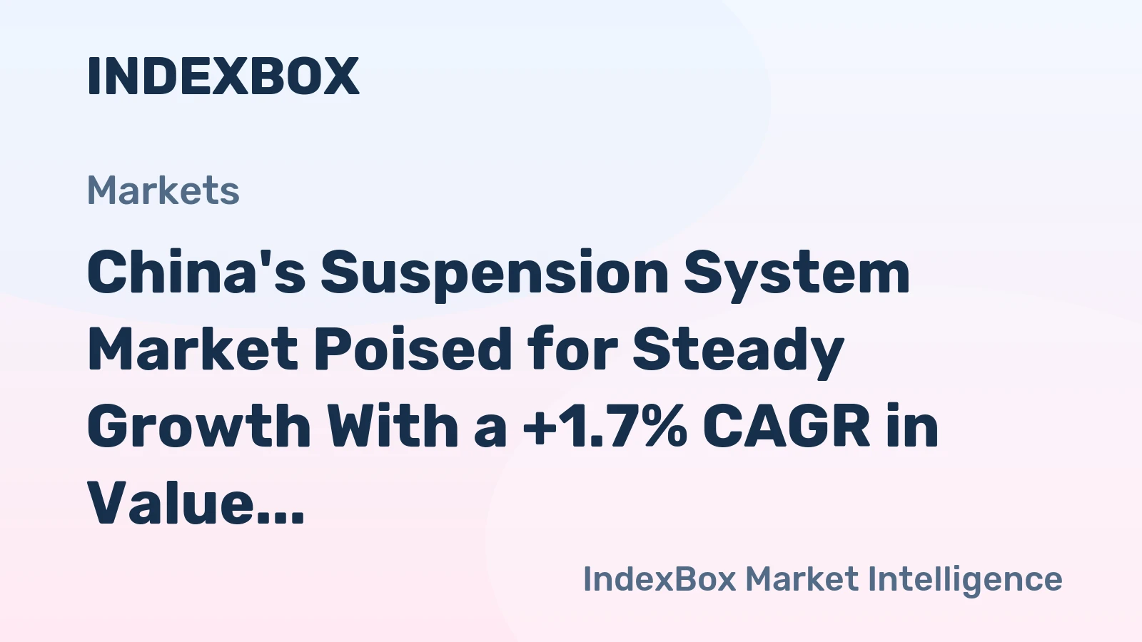 China's Suspension System Market Poised for Steady Growth With a +1.7% CAGR in Value Through 2035