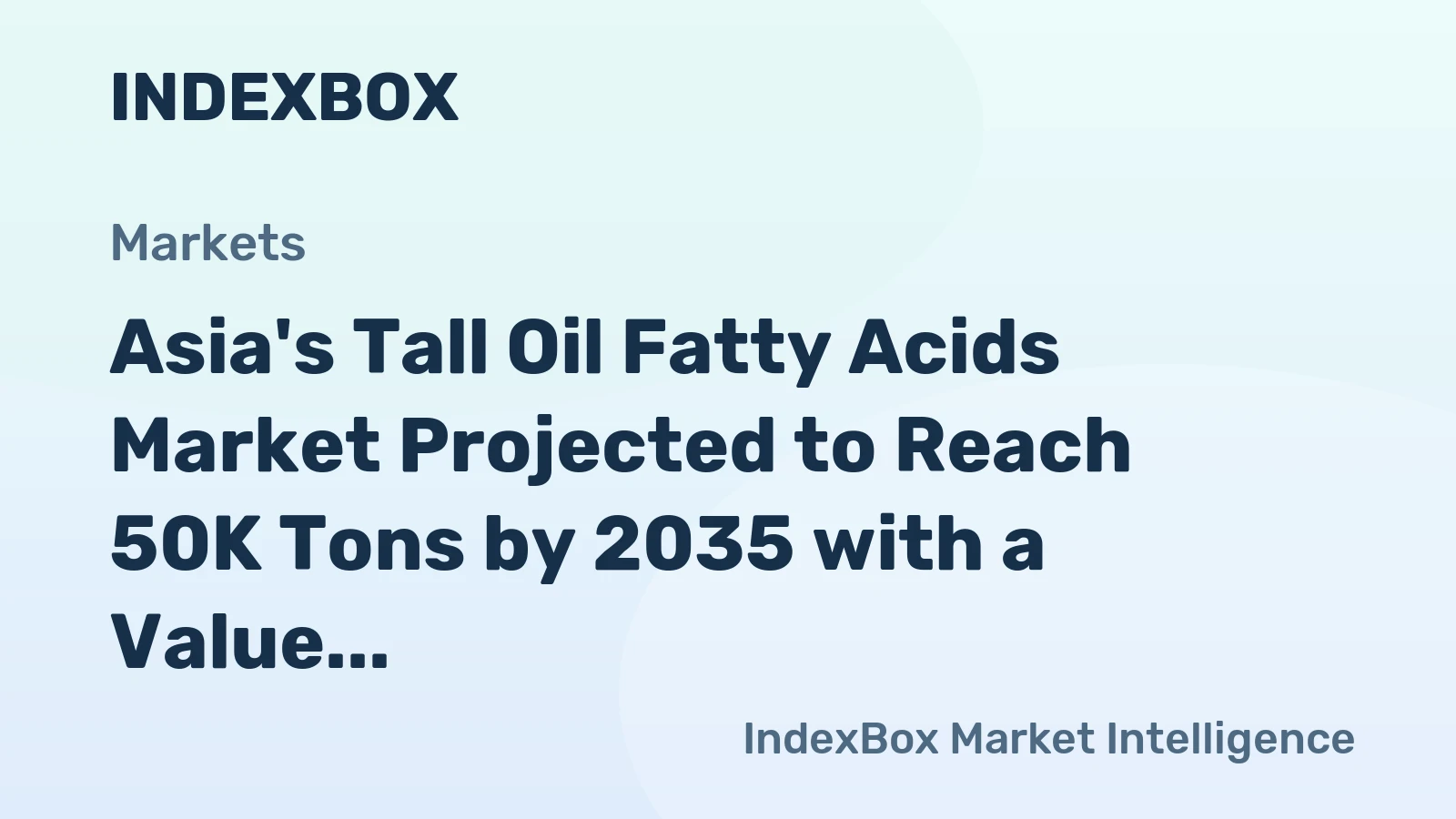 Asia's Tall Oil Fatty Acids Market Projected to Reach 50K Tons by 2035 with a Value of $114M