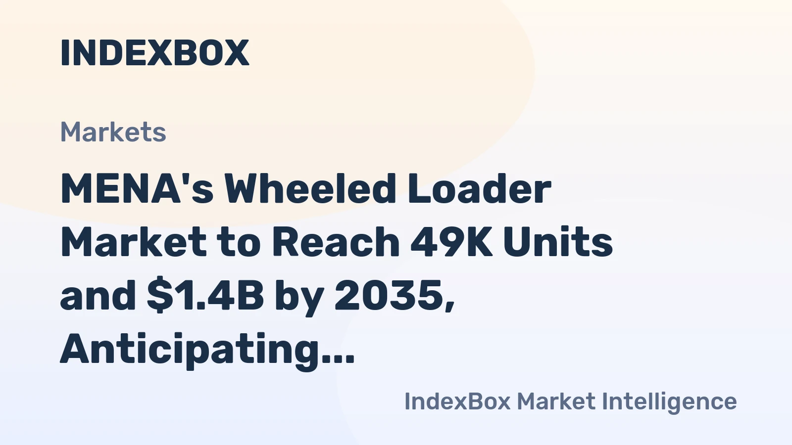 MENA's Wheeled Loader Market to Reach 49K Units and $1.4B by 2035, Anticipating +1.5% and +2.4% CAGR