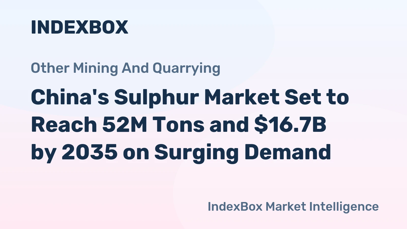 China's Sulphur Market Set to Reach 52M Tons and $16.7B by 2035 on Surging Demand