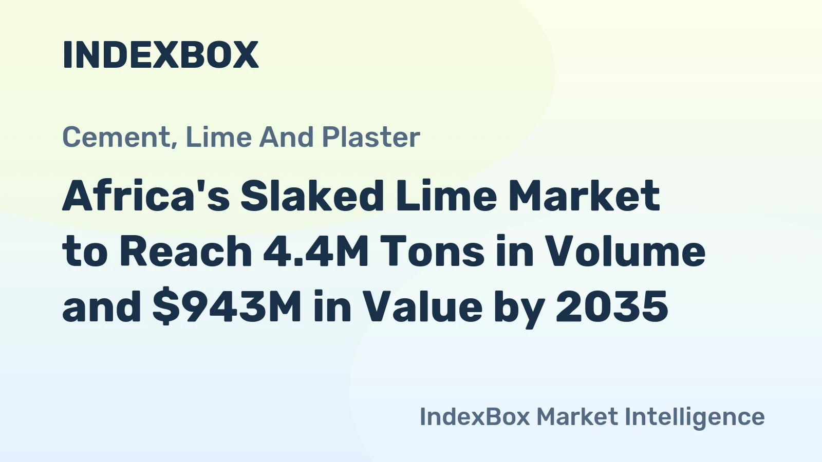Africa's Slaked Lime Market to Reach 4.4M Tons in Volume and $943M in Value by 2035