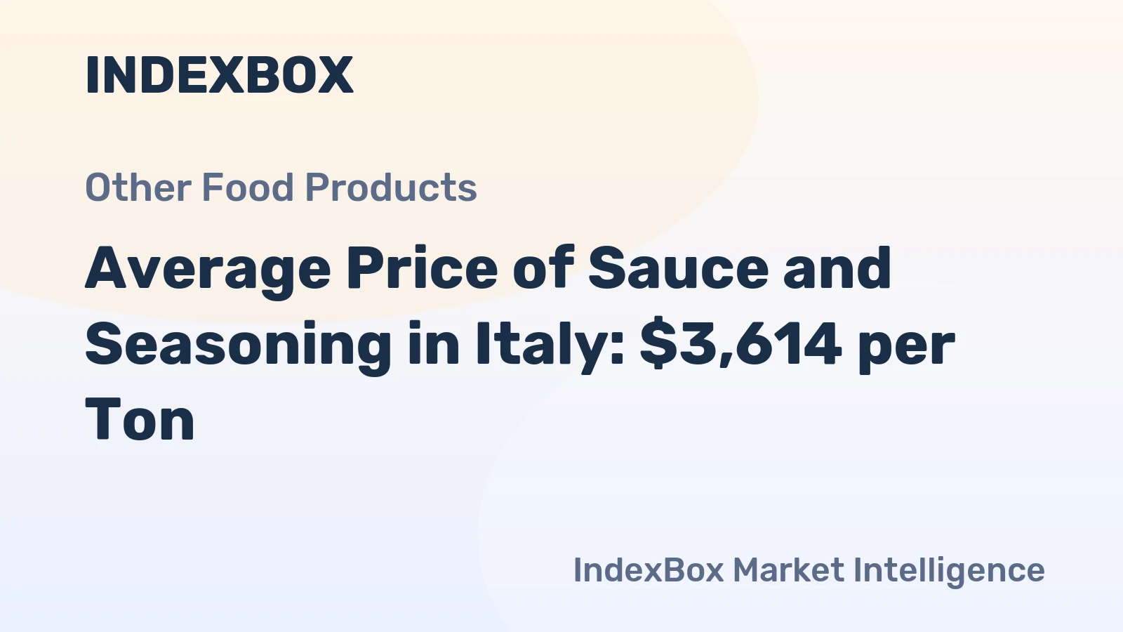 Average Price of Sauce and Seasoning in Italy: $3,614 per Ton