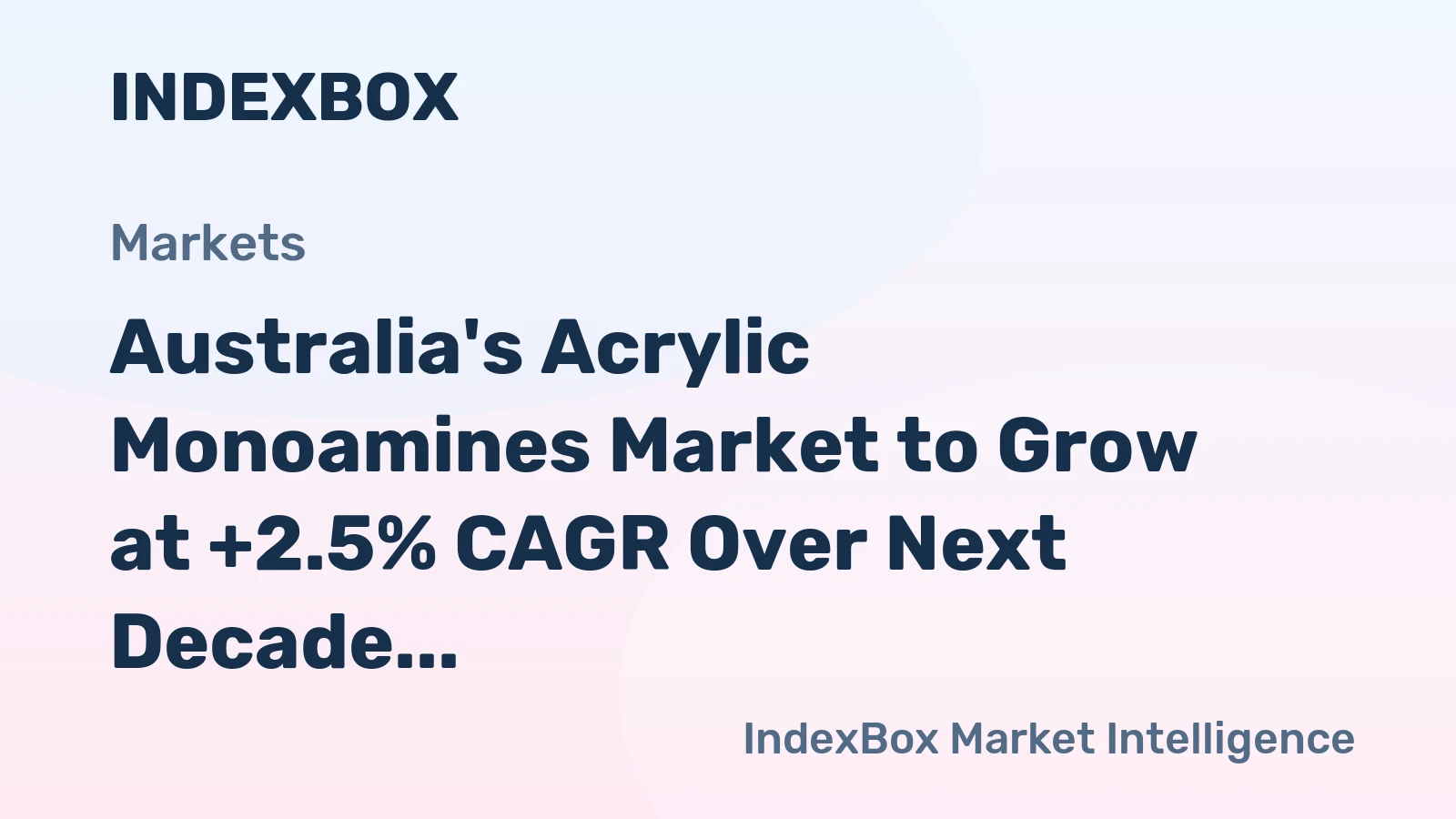 Australia's Acrylic Monoamines Market to Grow at +2.5% CAGR Over Next Decade