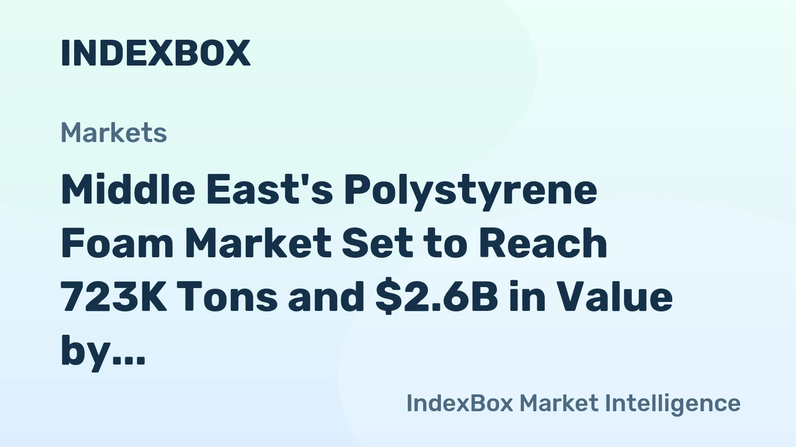 Middle East's Polystyrene Foam Market Set to Reach 723K Tons and $2.6B in Value by 2035