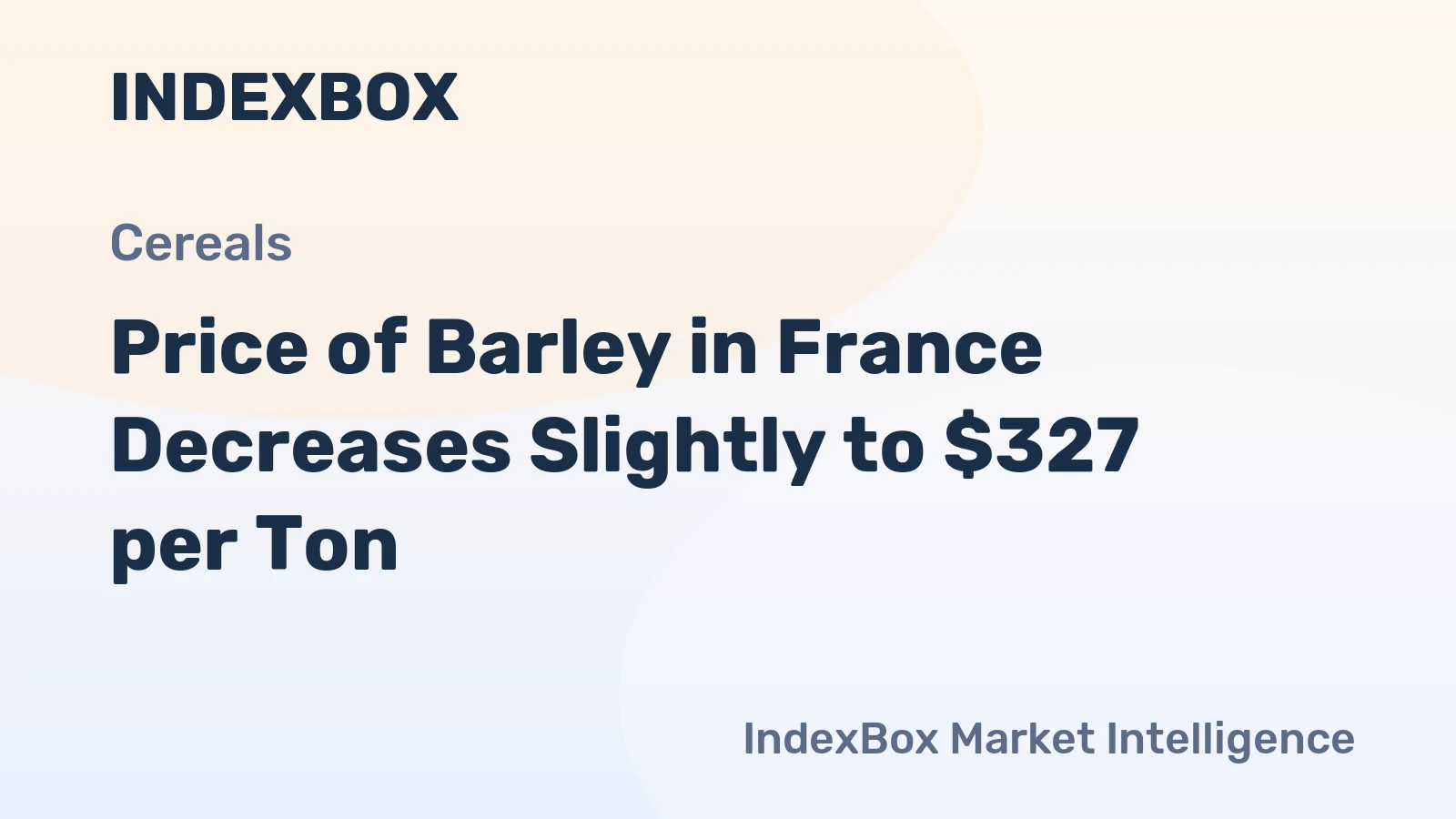 Price of Barley in France Decreases Slightly to $327 per Ton