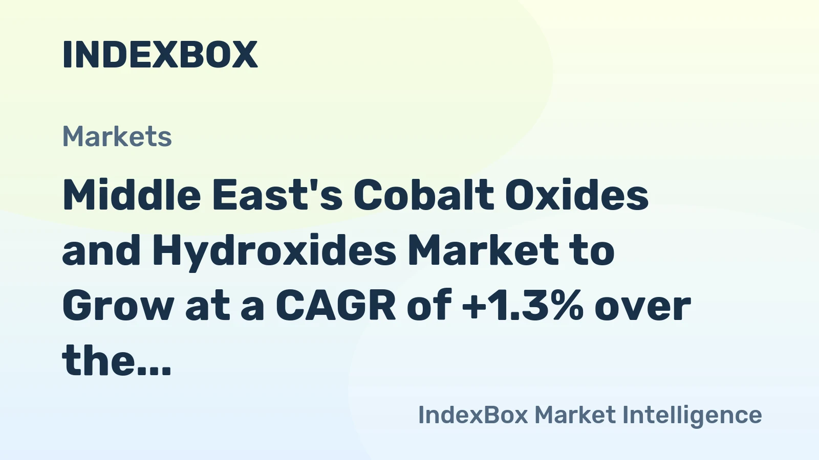 Middle East's Cobalt Oxides and Hydroxides Market to Grow at a CAGR of +1.3% over the Next Decade, Reaching $200M by 2035