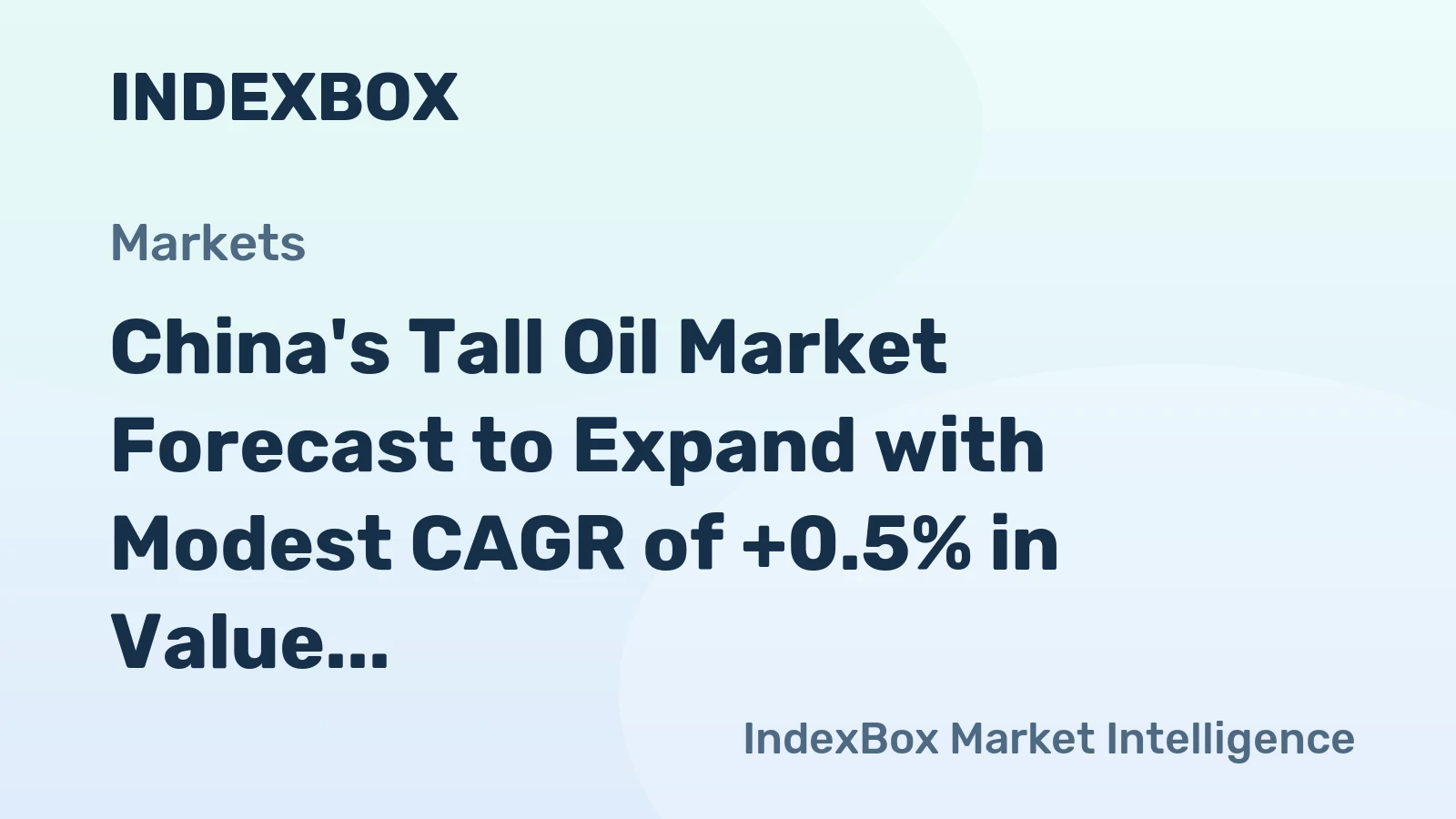 China's Tall Oil Market Forecast to Expand with Modest CAGR of +0.5% in Value Through 2035