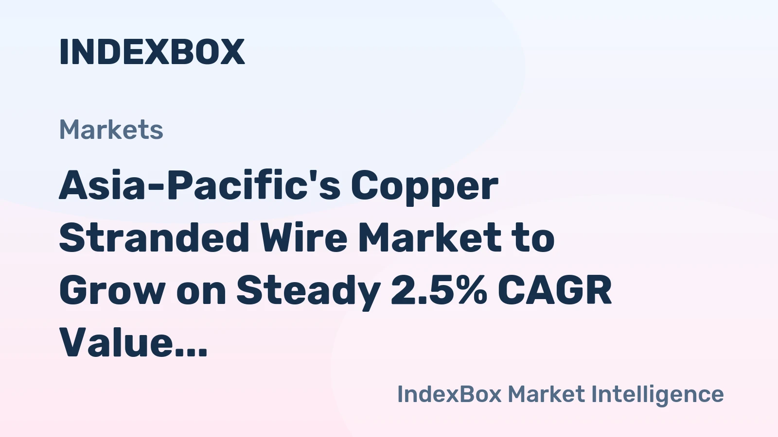 Asia-Pacific's Copper Stranded Wire Market to Grow on Steady 2.5% CAGR Value Expansion