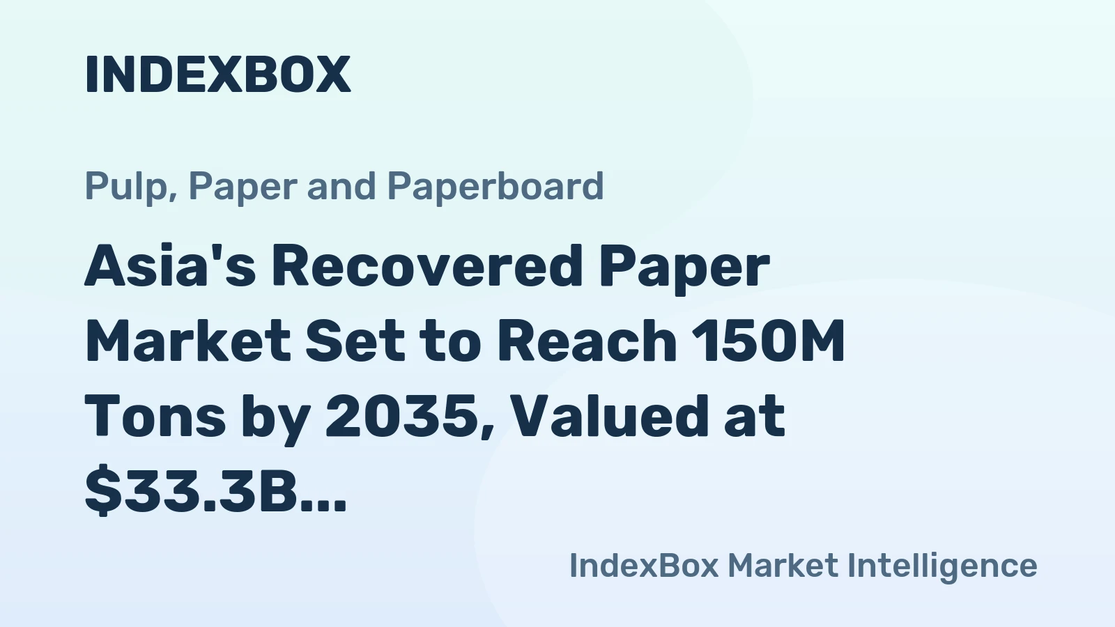 Asia's Recovered Paper Market Set to Reach 150M Tons by 2035, Valued at $33.3B