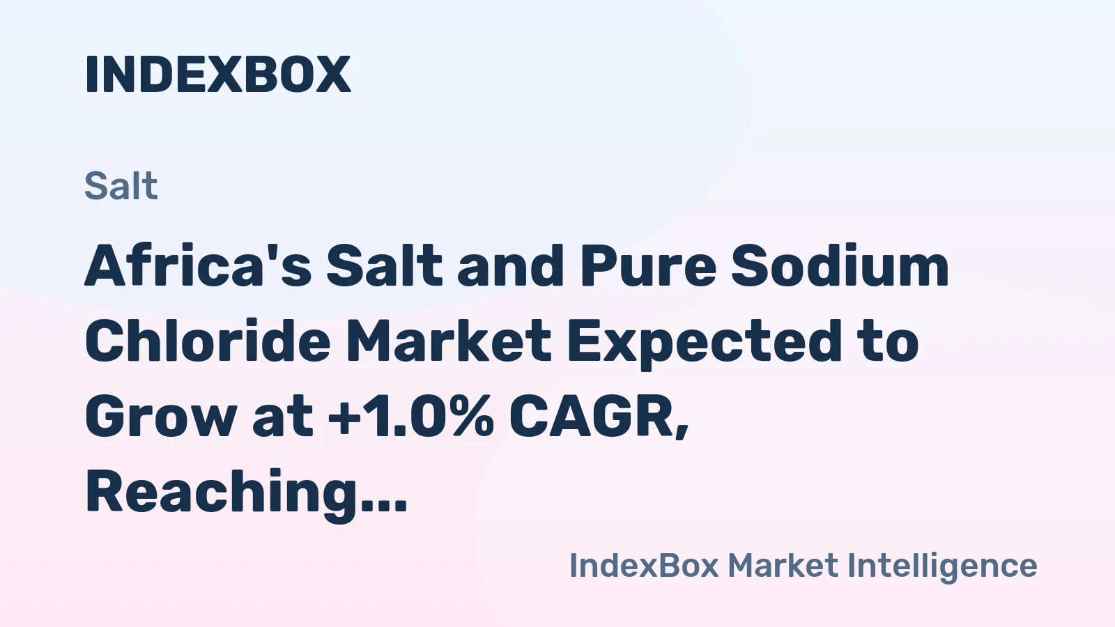 Africa's Salt and Pure Sodium Chloride Market Expected to Grow at +1.0% CAGR, Reaching 12M Tons by 2035
