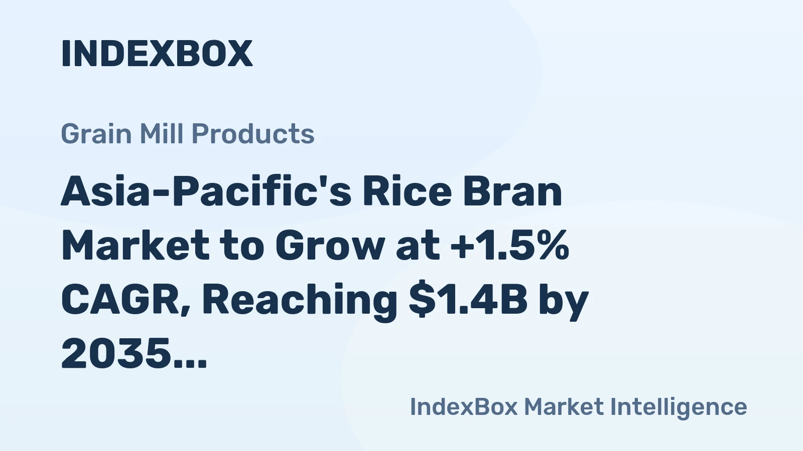 Asia-Pacific's Rice Bran Market to Grow at +1.5% CAGR, Reaching $1.4B by 2035