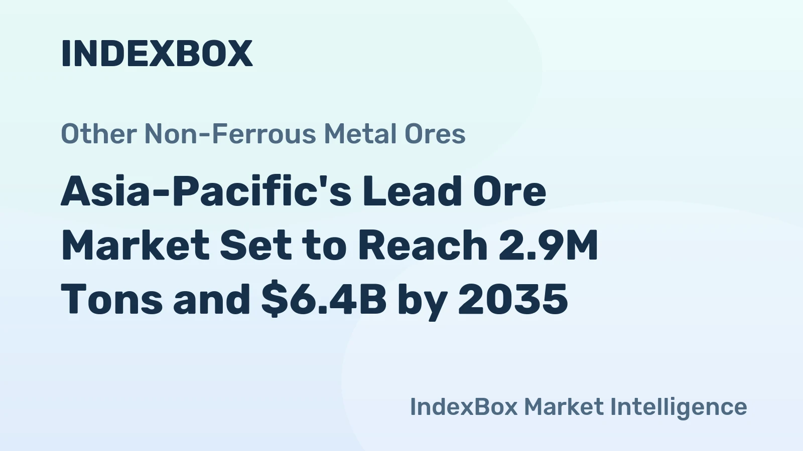 Asia-Pacific's Lead Ore Market Set to Reach 2.9M Tons and $6.4B by 2035