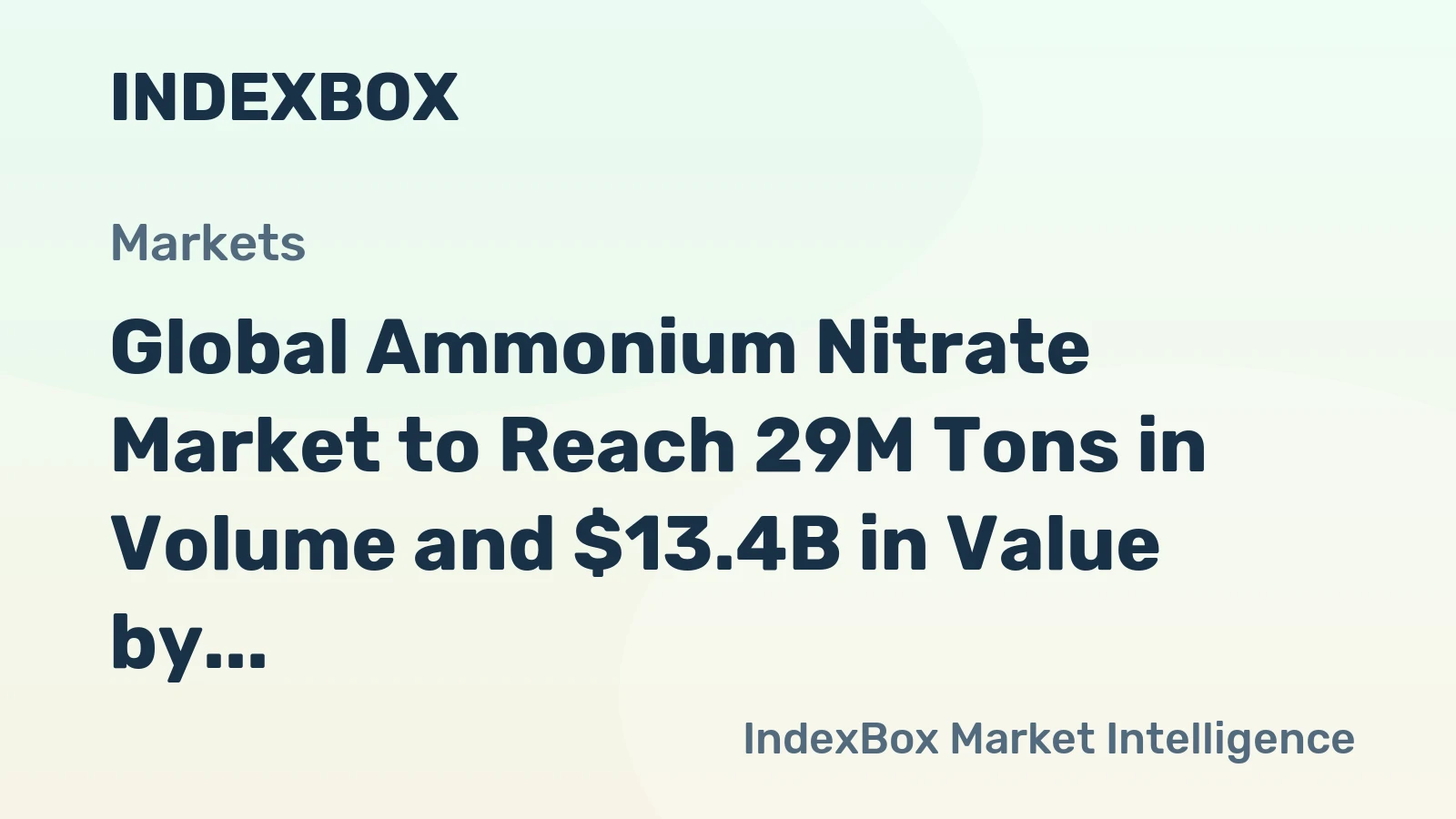 Global Ammonium Nitrate Market to Reach 29M Tons in Volume and $13.4B in Value by 2035