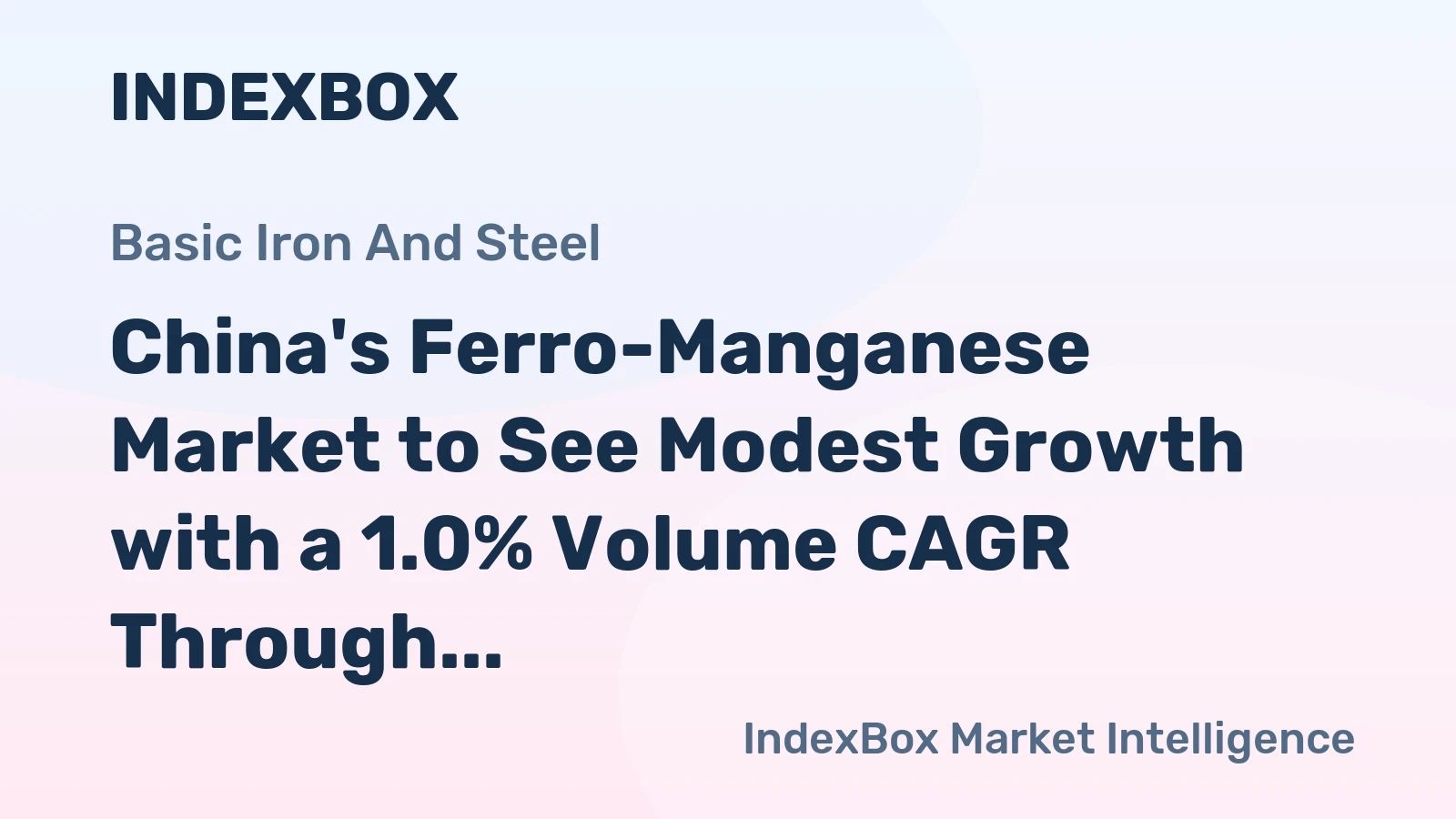China's Ferro-Manganese Market to See Modest Growth with a 1.0% Volume CAGR Through 2035