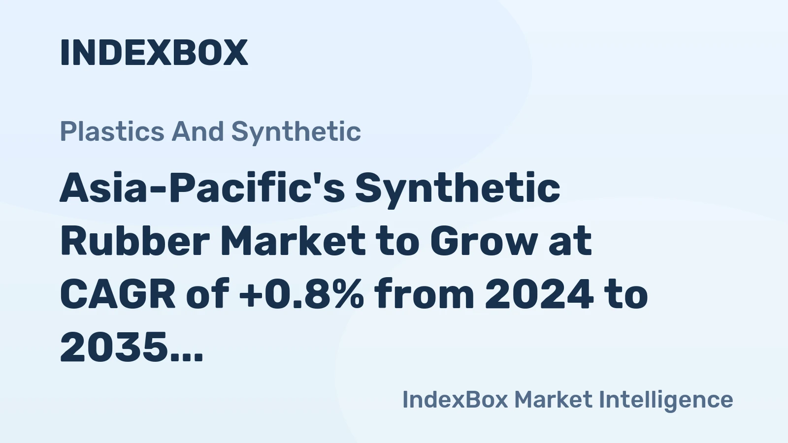 Asia-Pacific's Synthetic Rubber Market to Grow at CAGR of +0.8% from 2024 to 2035, Reaching 13M Tons