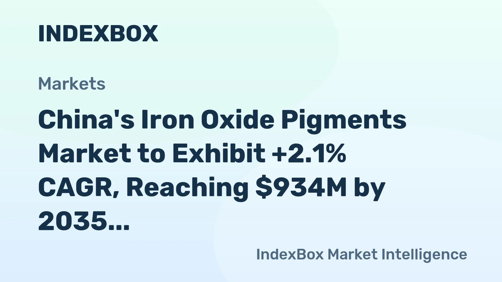China's Iron Oxide Pigments Market to Exhibit +2.1% CAGR, Reaching $934M by 2035