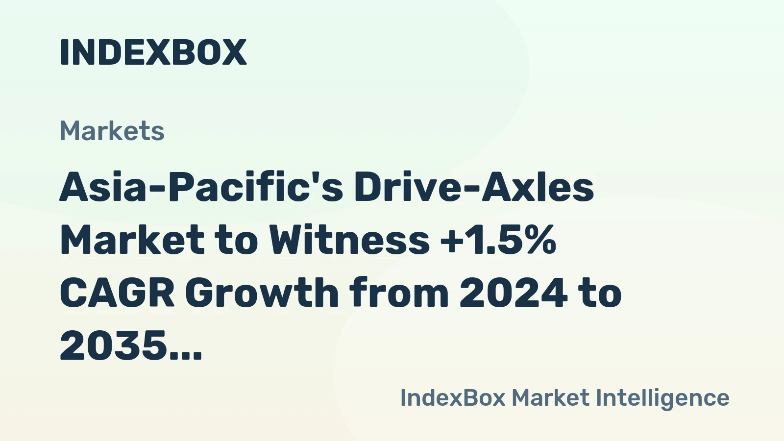 Asia-Pacific's Drive-Axles Market to Witness +1.5% CAGR Growth from 2024 to 2035, Reaching $62.3B by End of Forecast Period