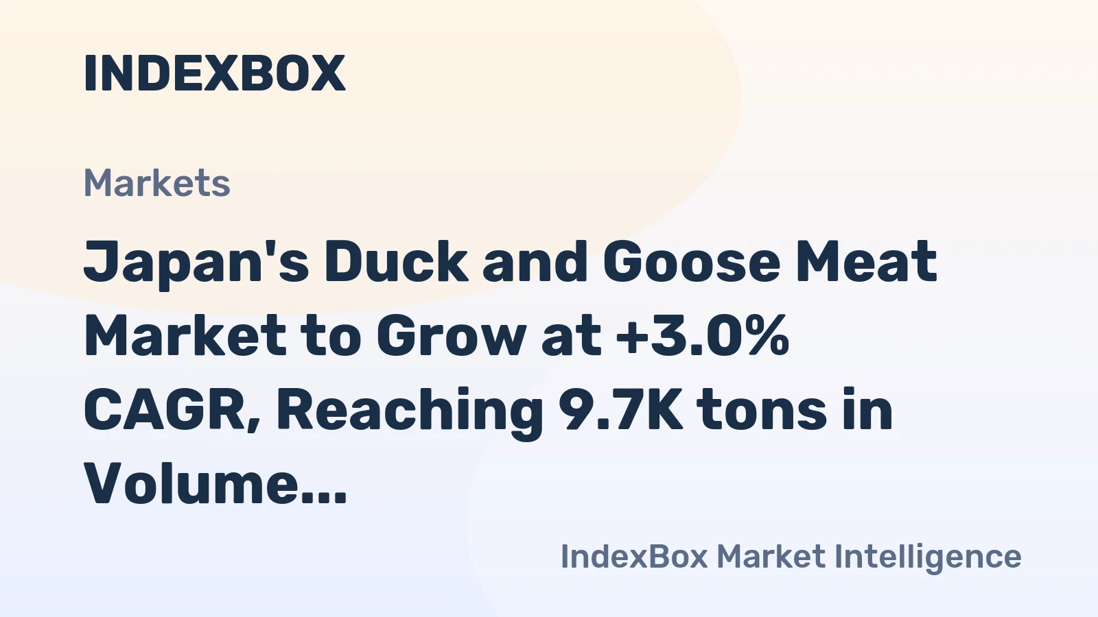 Japan's Duck and Goose Meat Market to Grow at +3.0% CAGR, Reaching 9.7K tons in Volume and $99M in Value by 2035