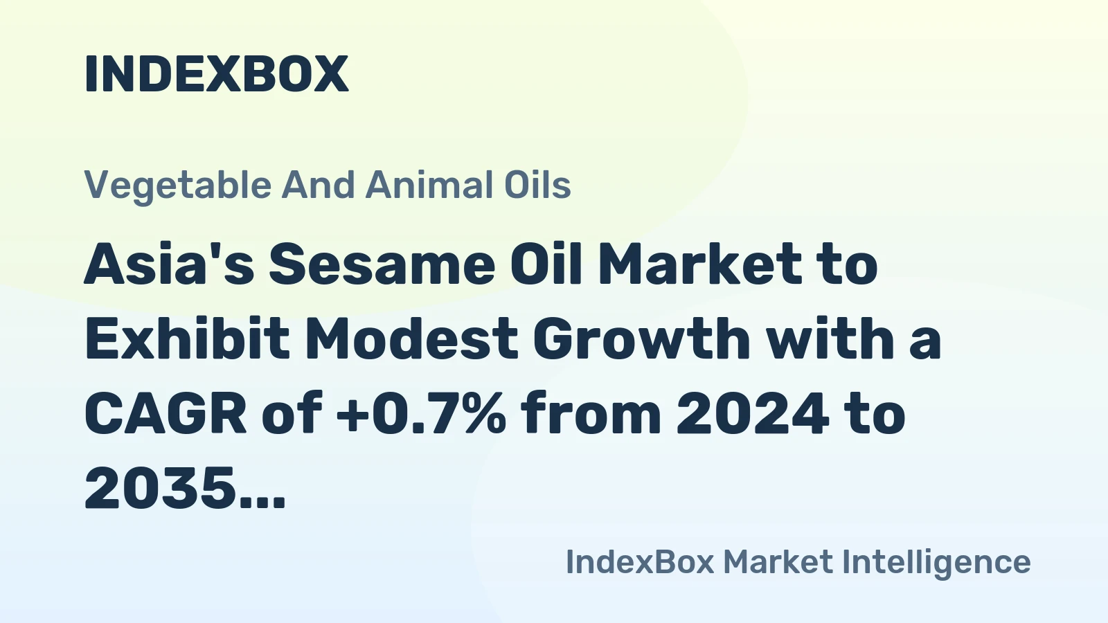 Asia's Sesame Oil Market to Exhibit Modest Growth with a CAGR of +0.7% from 2024 to 2035