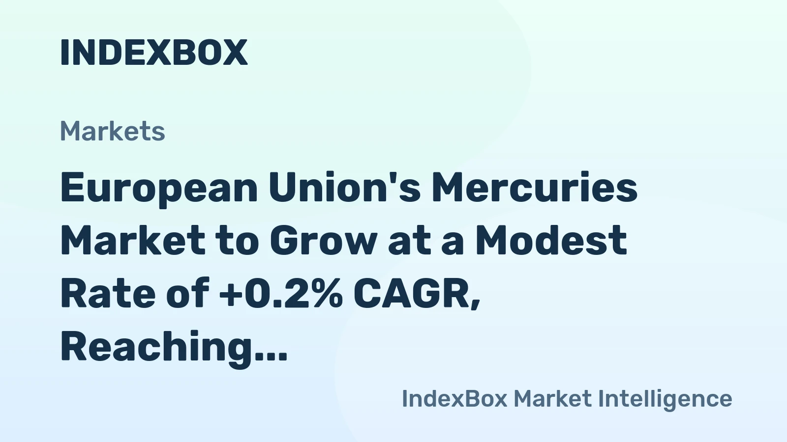 European Union's Mercuries Market to Grow at a Modest Rate of +0.2% CAGR, Reaching $49M by 2035