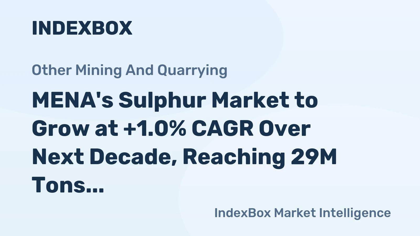 MENA's Sulphur Market to Grow at +1.0% CAGR Over Next Decade, Reaching 29M Tons by 2035
