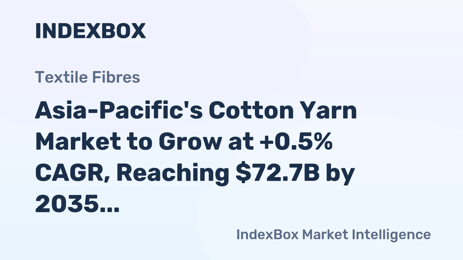 Asia-Pacific's Cotton Yarn Market to Grow at +0.5% CAGR, Reaching $72.7B by 2035