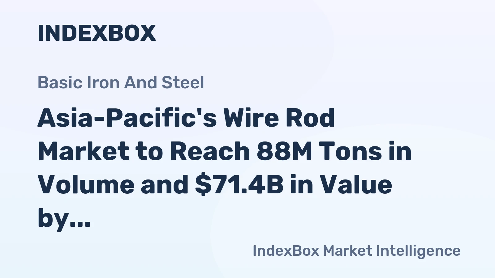 Asia-Pacific's Wire Rod Market to Reach 88M Tons in Volume and $71.4B in Value by 2035