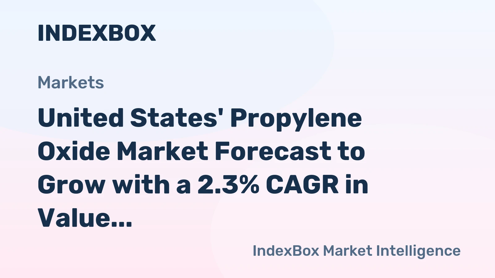 United States' Propylene Oxide Market Forecast to Grow with a 2.3% CAGR in Value