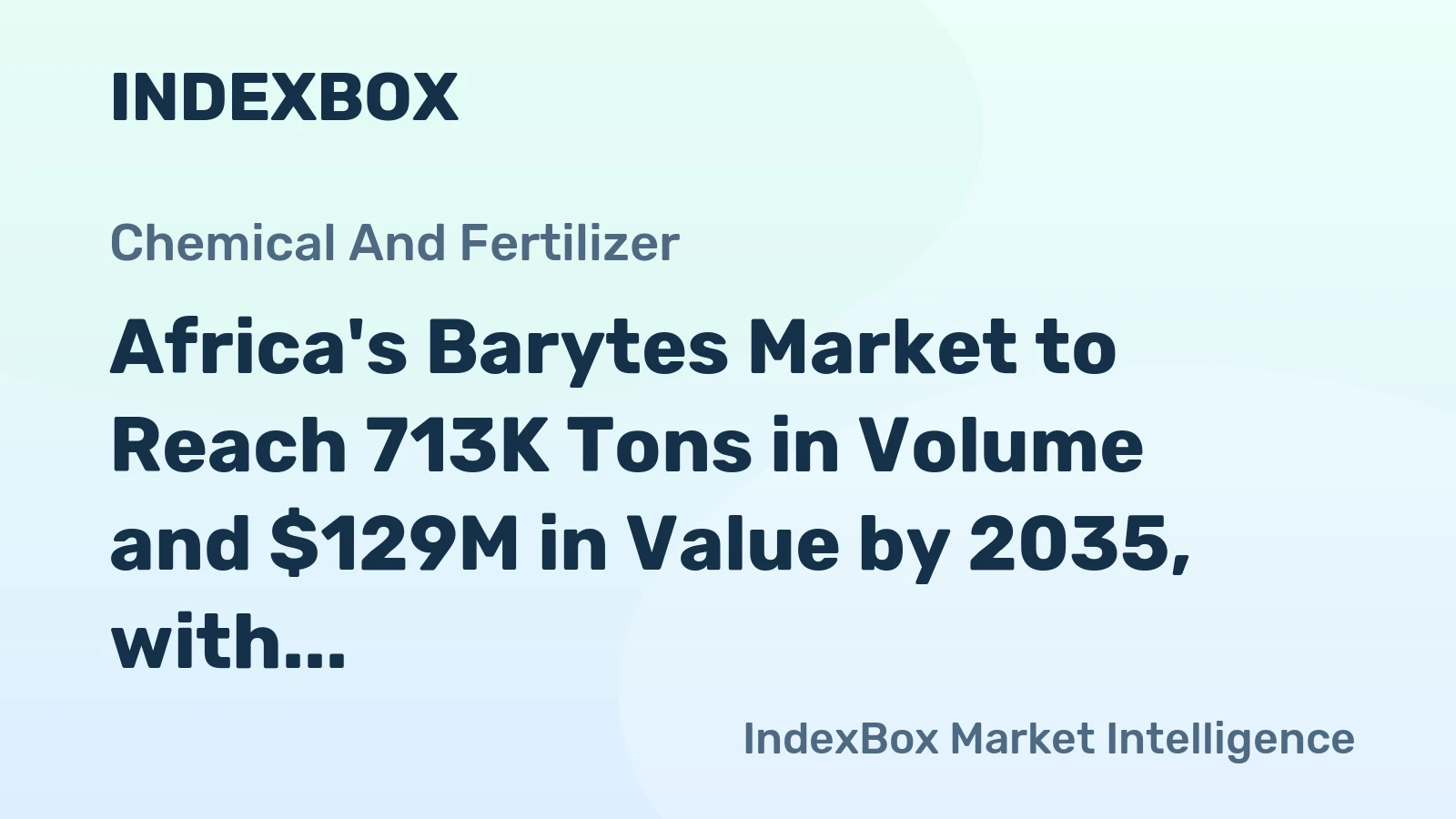 Africa's Barytes Market to Reach 713K Tons in Volume and $129M in Value by 2035, with a +1.2% and +2.3% CAGR forecasted, respectively