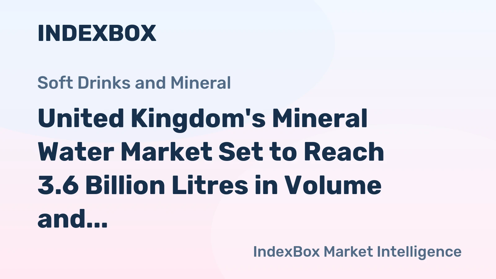 United Kingdom's Mineral Water Market Set to Reach 3.6 Billion Litres in Volume and $2.3 Billion in Value