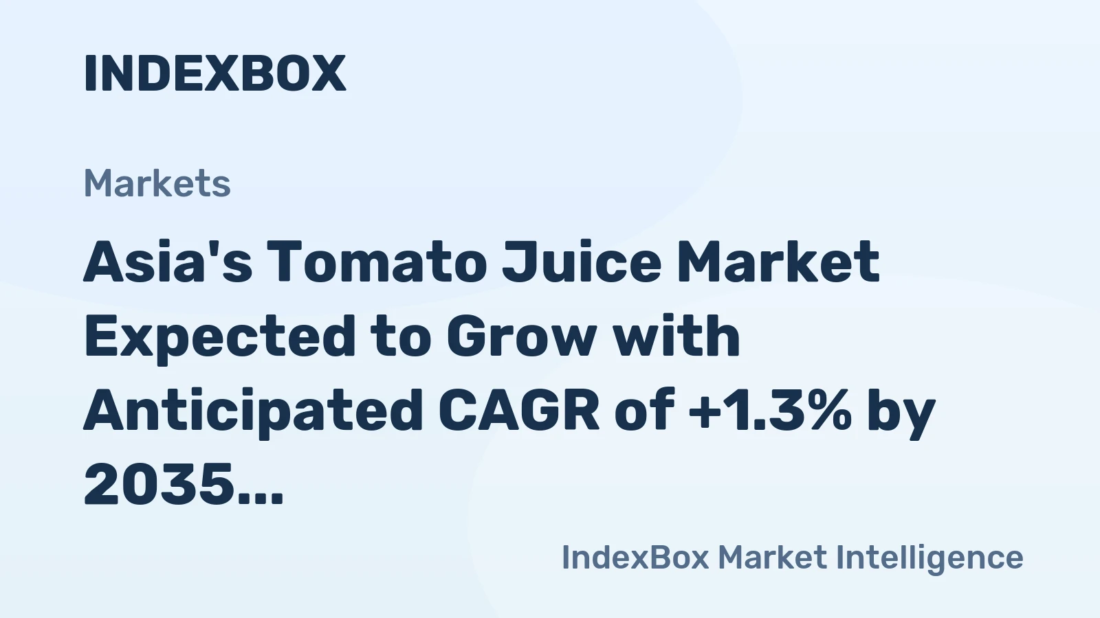 Asia's Tomato Juice Market Expected to Grow with Anticipated CAGR of +1.3% by 2035