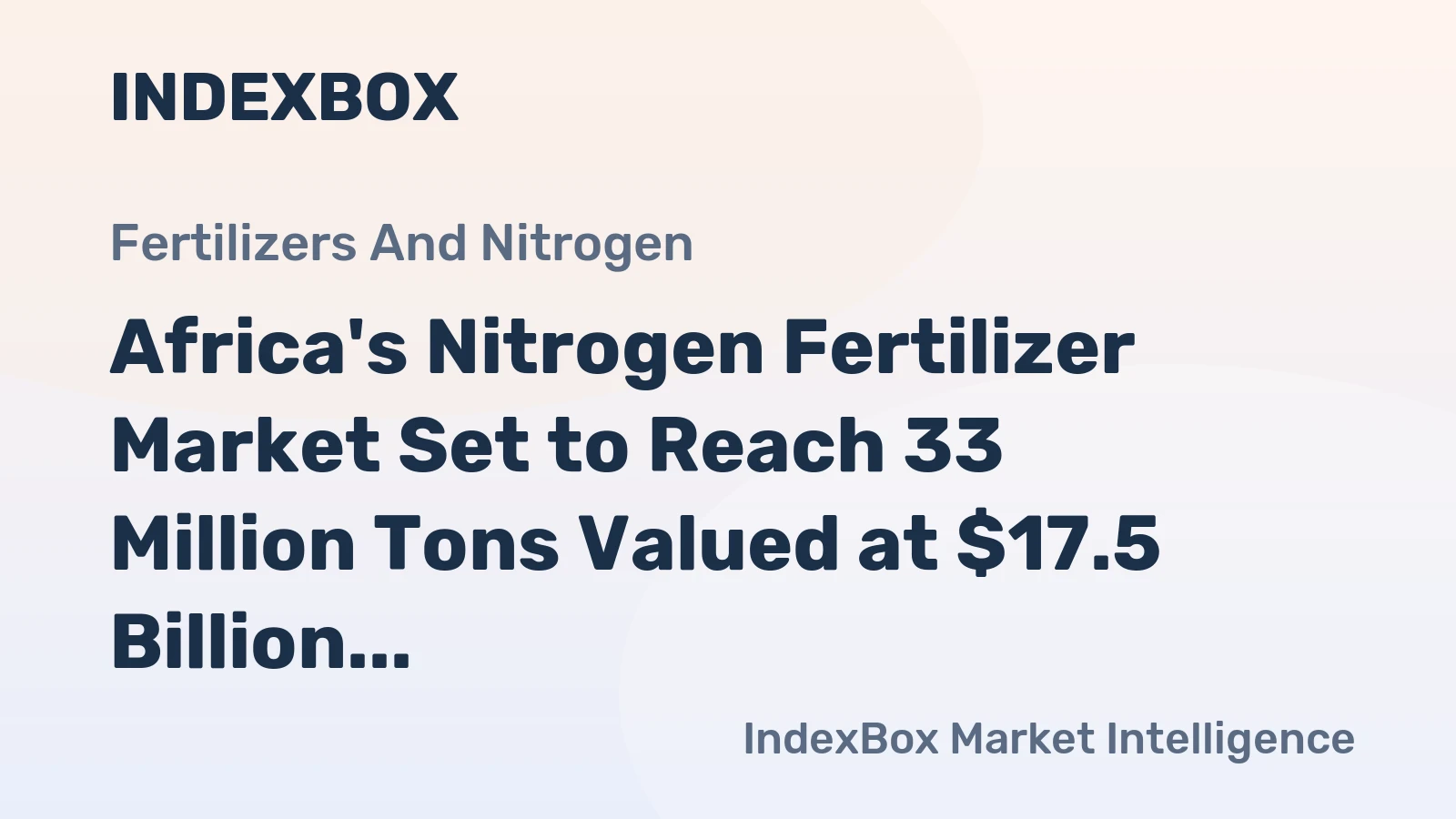 Africa's Nitrogen Fertilizer Market Set to Reach 33 Million Tons Valued at $17.5 Billion by 2035