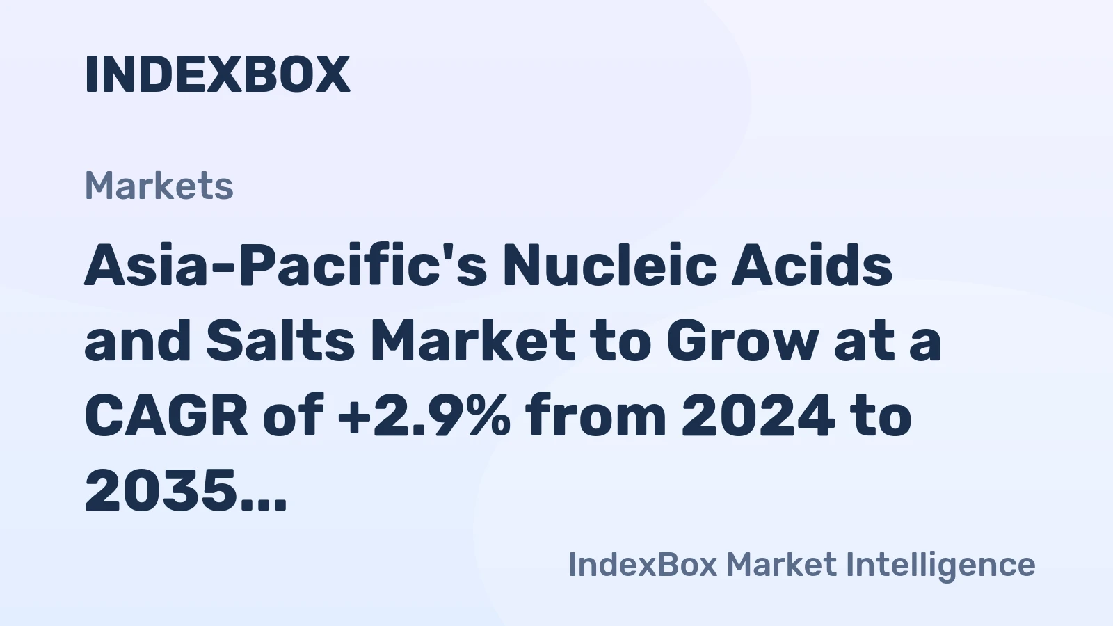 Asia-Pacific's Nucleic Acids and Salts Market to Grow at a CAGR of +2.9% from 2024 to 2035, Reaching 699K tons