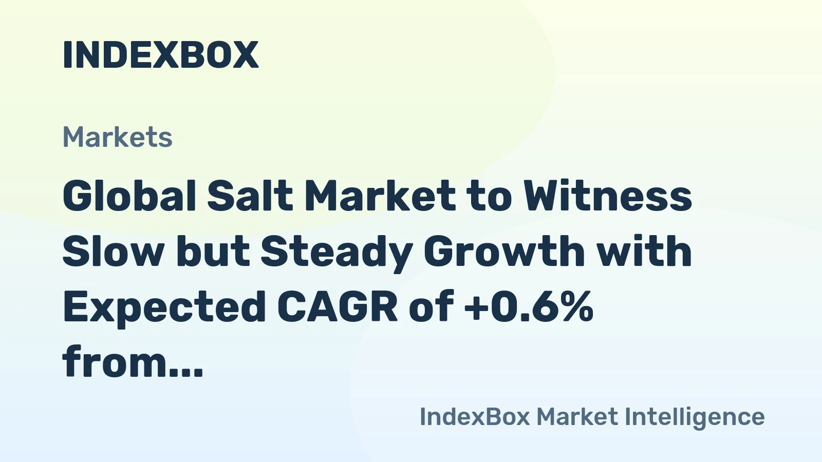 Global Salt Market to Witness Slow but Steady Growth with Expected CAGR of +0.6% from 2024 to 2035