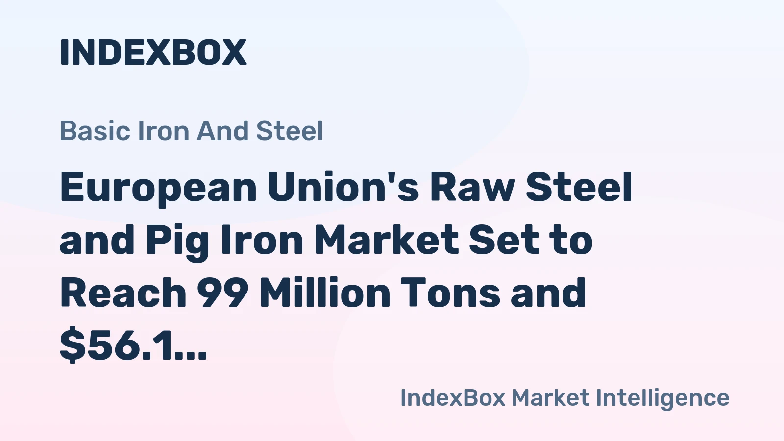 European Union's Raw Steel and Pig Iron Market Set to Reach 99 Million Tons and $56.1 Billion by 2035
