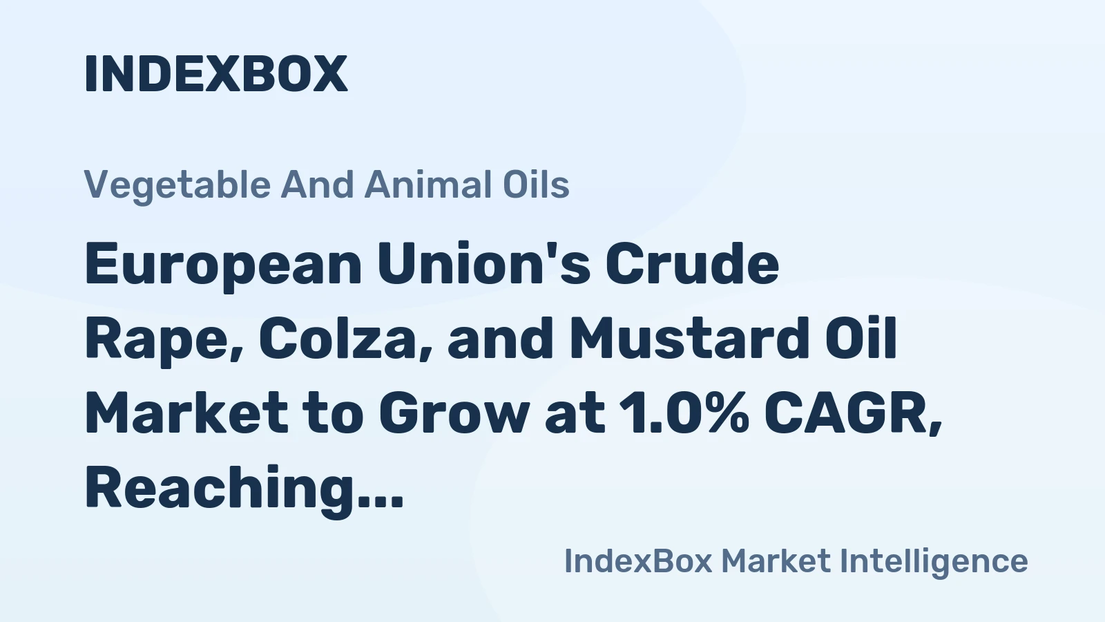 European Union's Crude Rape, Colza, and Mustard Oil Market to Grow at 1.0% CAGR, Reaching $12.7B by 2035