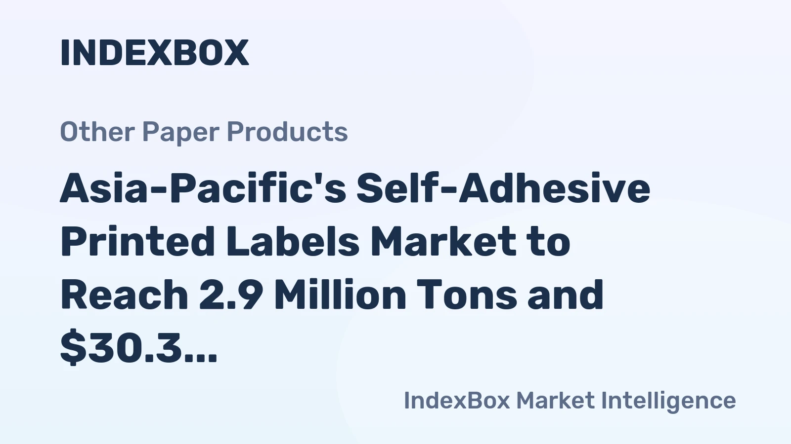 Asia-Pacific's Self-Adhesive Printed Labels Market to Reach 2.9 Million Tons and $30.3 Billion by 2035