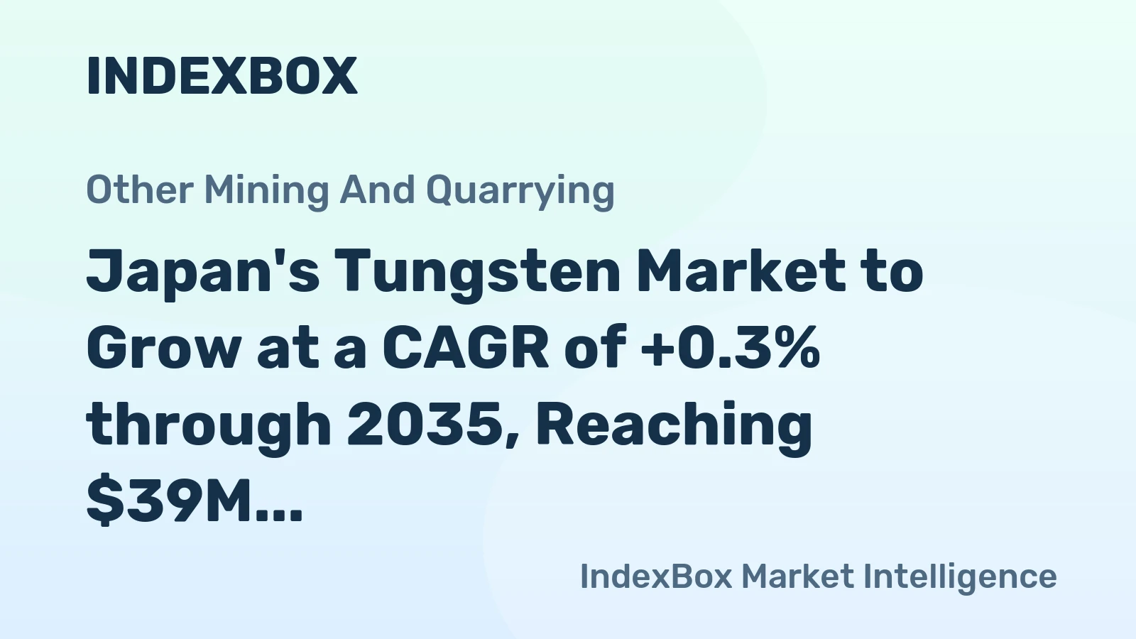 Japan's Tungsten Market to Grow at a CAGR of +0.3% through 2035, Reaching $39M