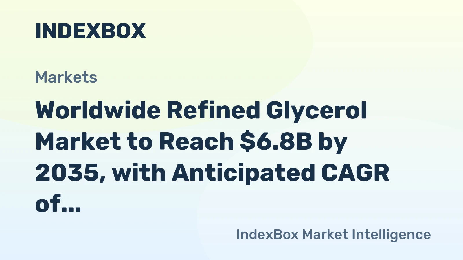 Worldwide Refined Glycerol Market to Reach $6.8B by 2035, with Anticipated CAGR of +3.0%