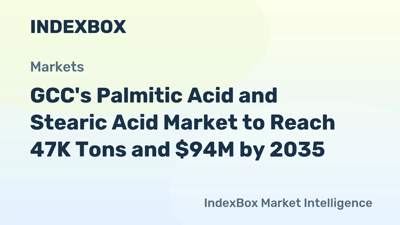 GCC's Palmitic Acid and Stearic Acid Market to Reach 47K Tons and $94M by 2035