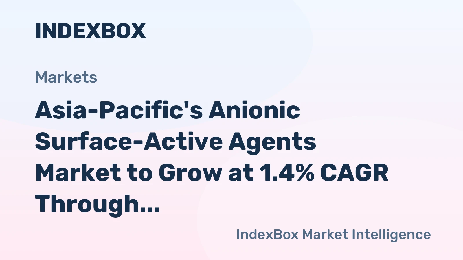 Asia-Pacific's Anionic Surface-Active Agents Market to Grow at 1.4% CAGR Through 2035