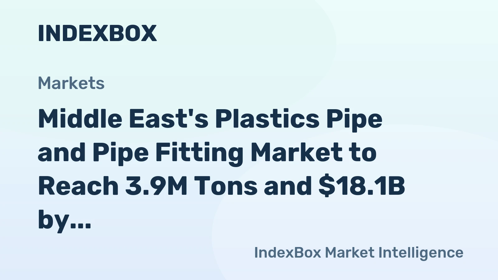 Middle East's Plastics Pipe and Pipe Fitting Market to Reach 3.9M Tons and $18.1B by 2035