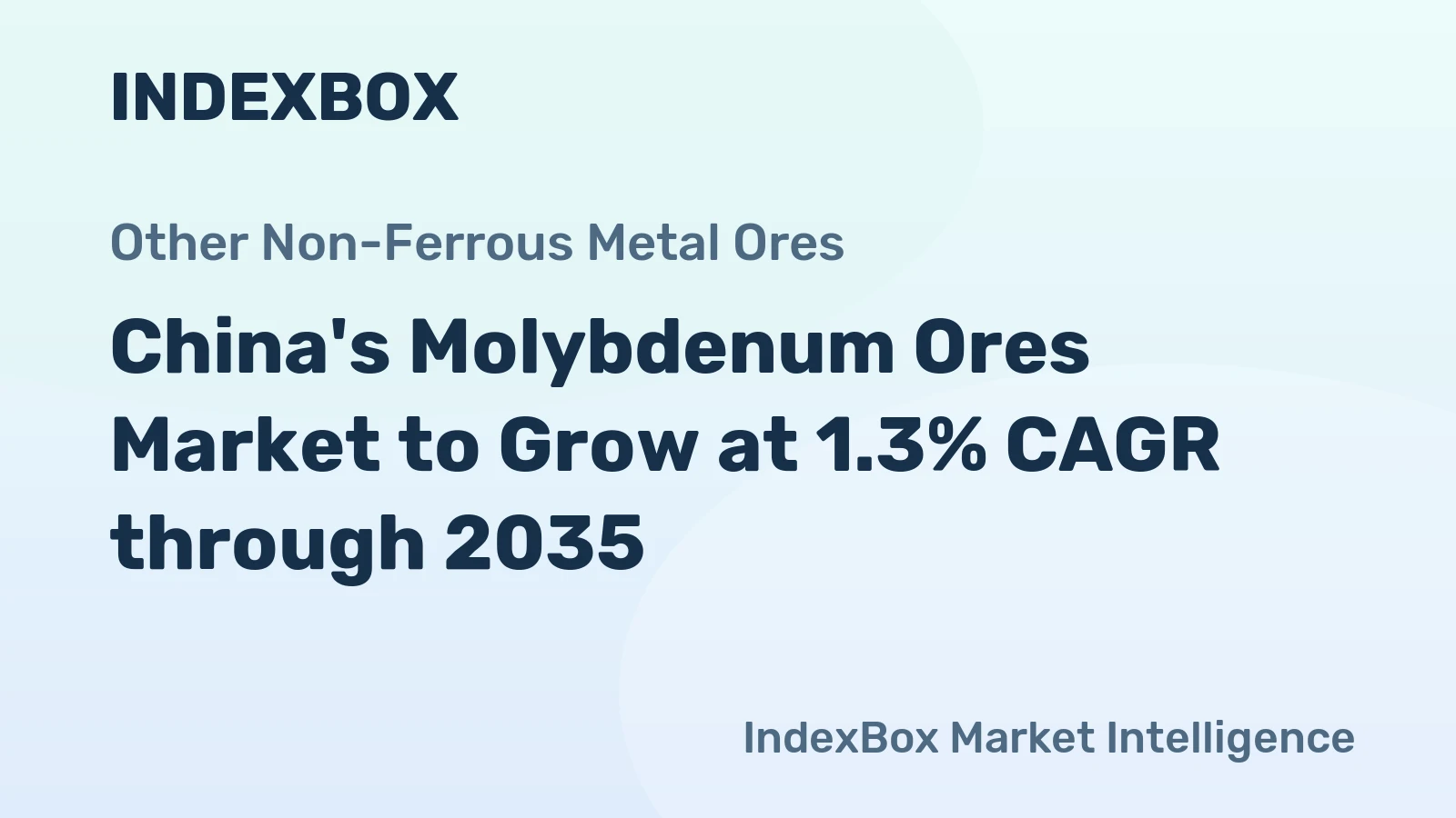 China's Molybdenum Ores Market to Grow at 1.3% CAGR through 2035