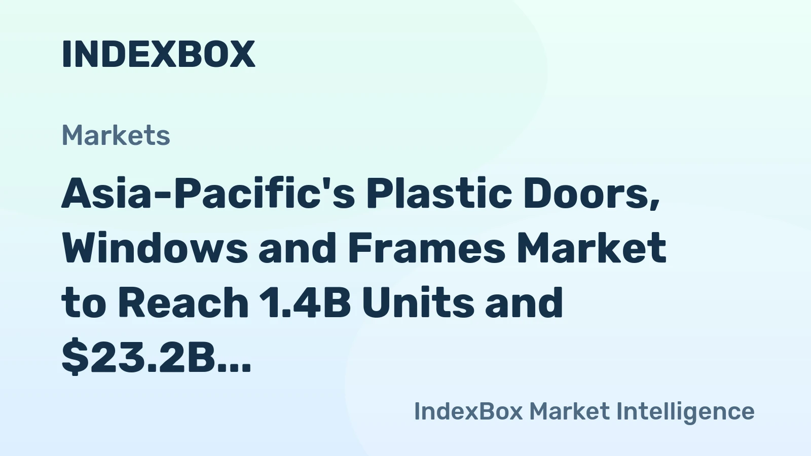 Asia-Pacific's Plastic Doors, Windows and Frames Market to Reach 1.4B Units and $23.2B in Value by 2035, with Slow but Steady Growth
