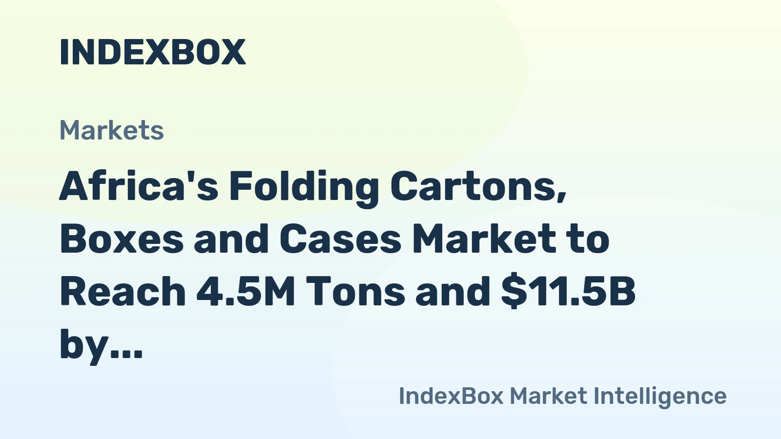 Africa's Folding Cartons, Boxes and Cases Market to Reach 4.5M Tons and $11.5B by 2035, Driven by Increasing Demand