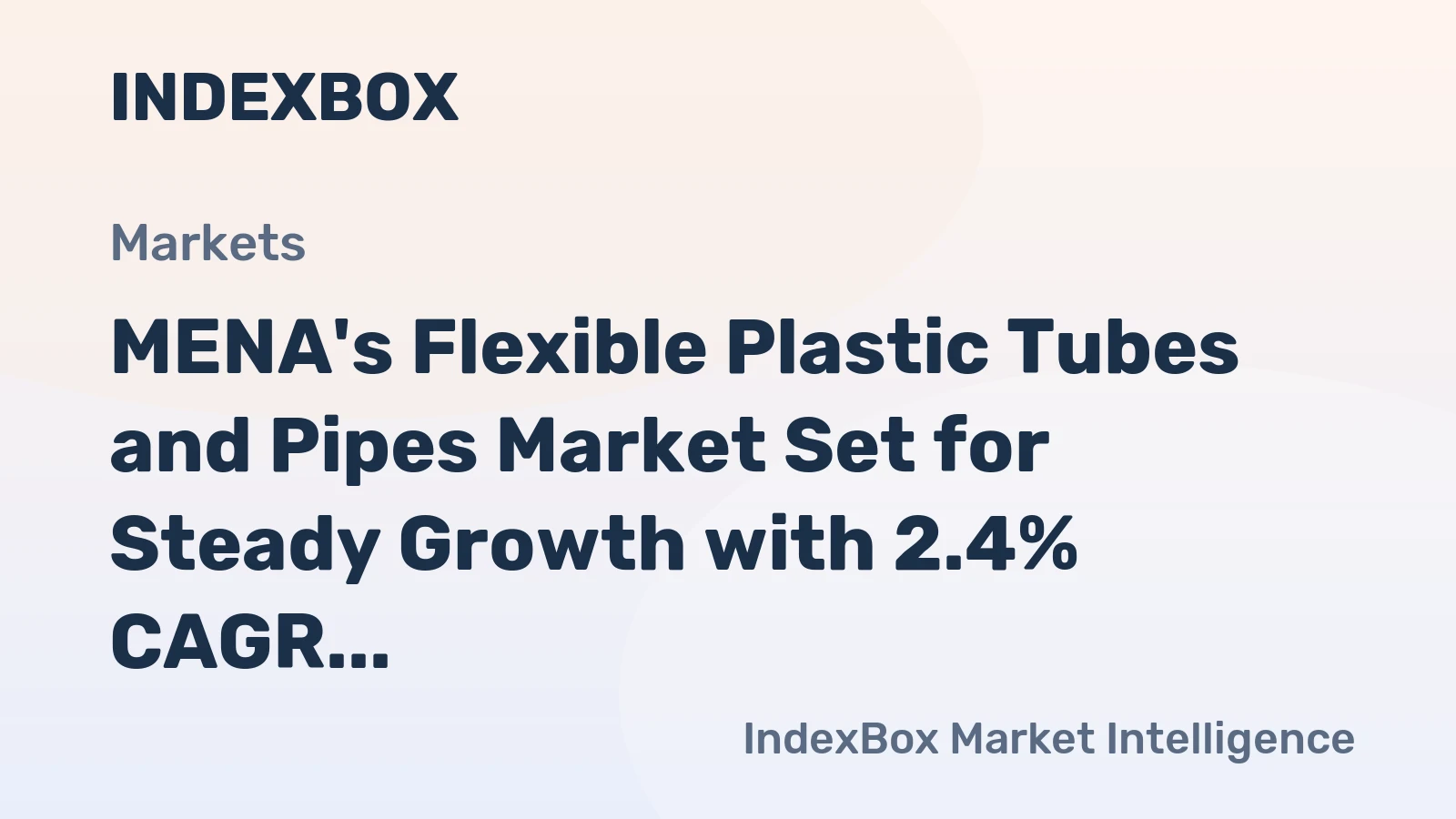 MENA's Flexible Plastic Tubes and Pipes Market Set for Steady Growth with 2.4% CAGR in Value