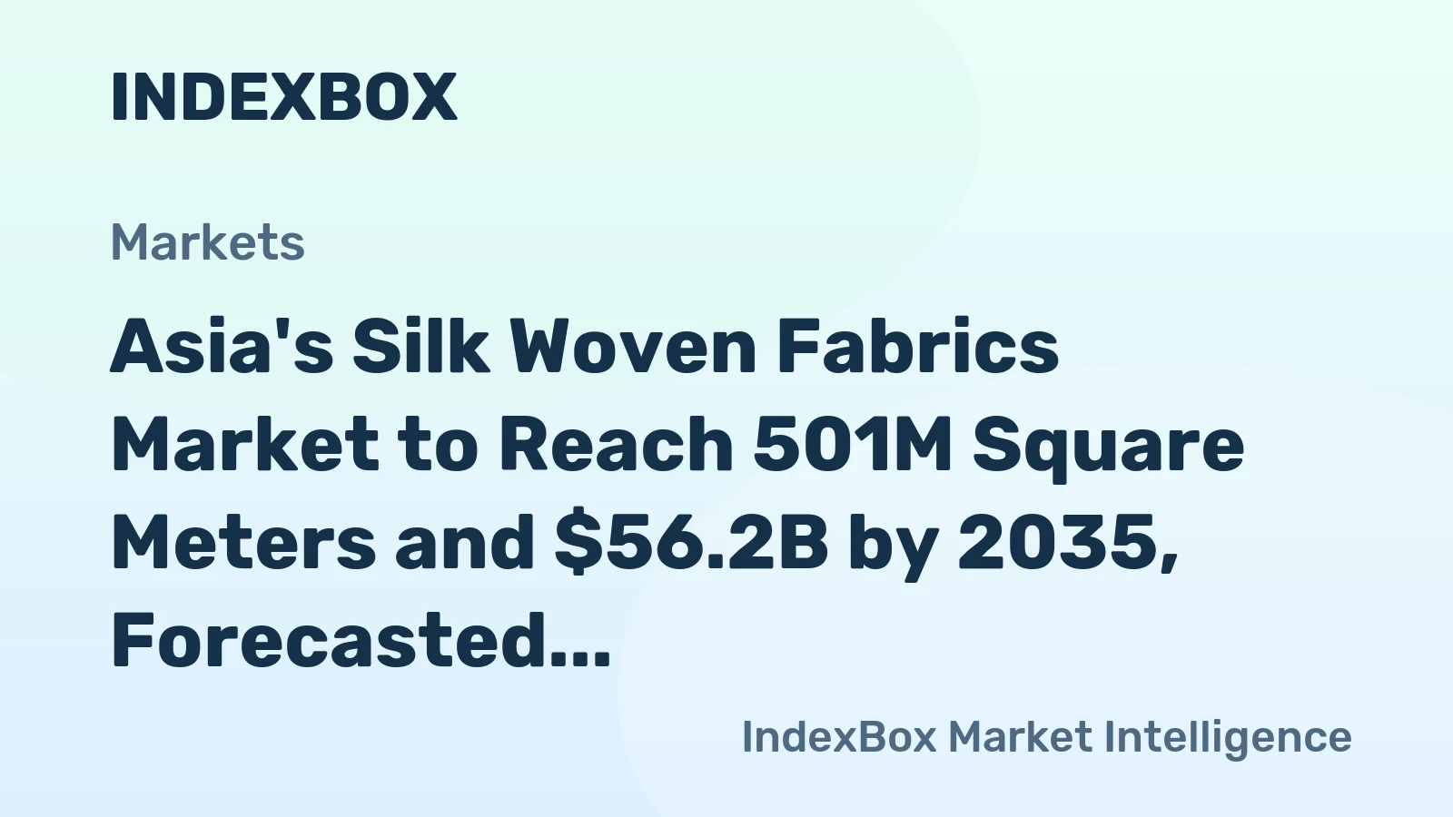 Asia's Silk Woven Fabrics Market to Reach 501M Square Meters and $56.2B by 2035, Forecasted with +2.7% and +3.9% CAGR respectively