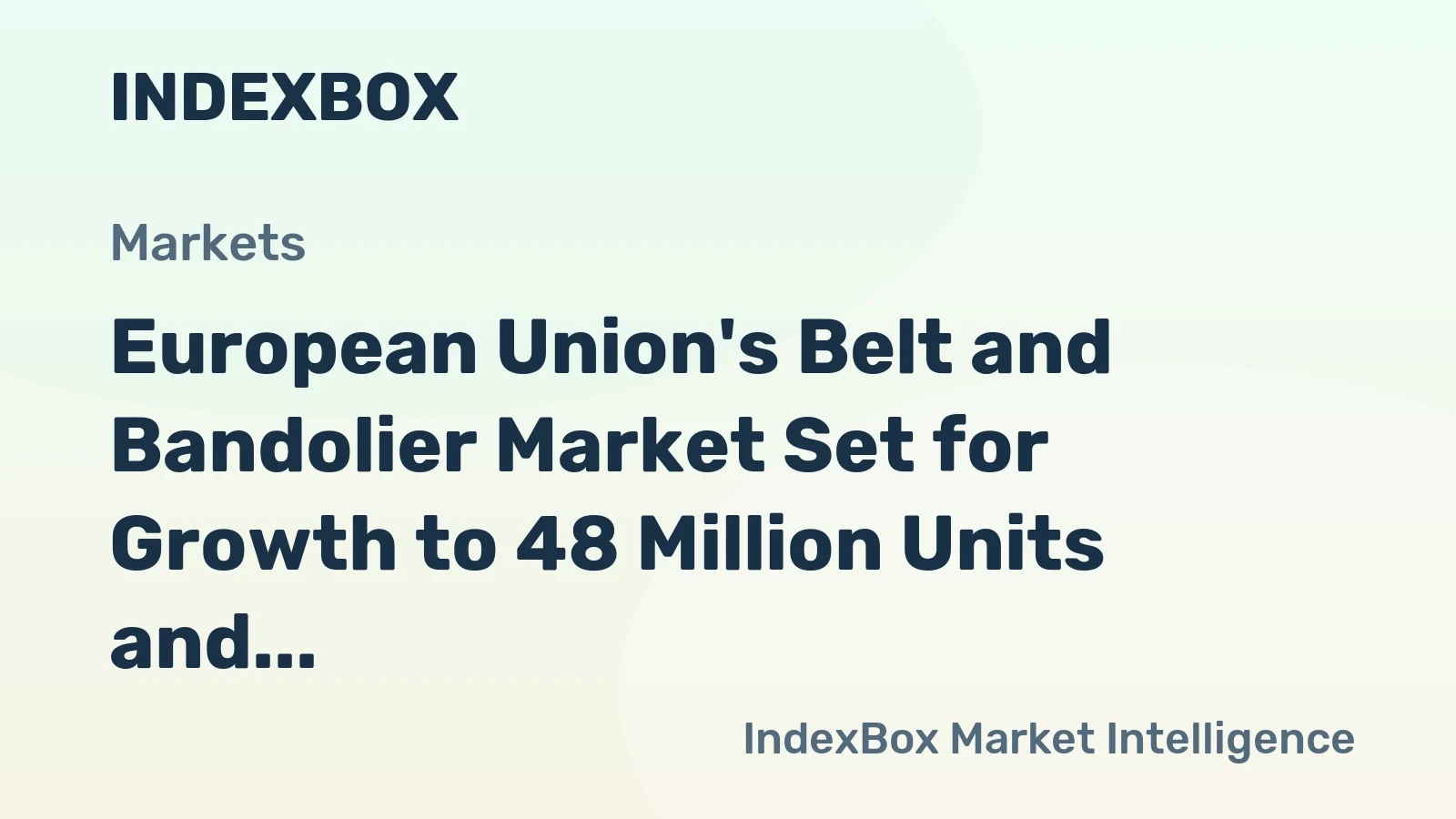 European Union's Belt and Bandolier Market Set for Growth to 48 Million Units and $1.6 Billion