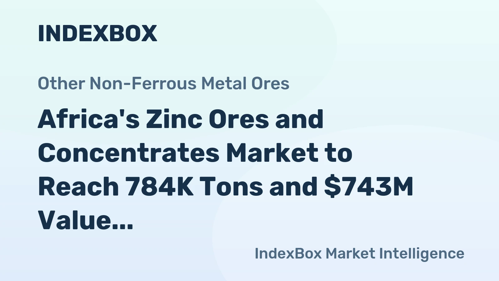 Africa's Zinc Ores and Concentrates Market to Reach 784K Tons and $743M Value by 2035